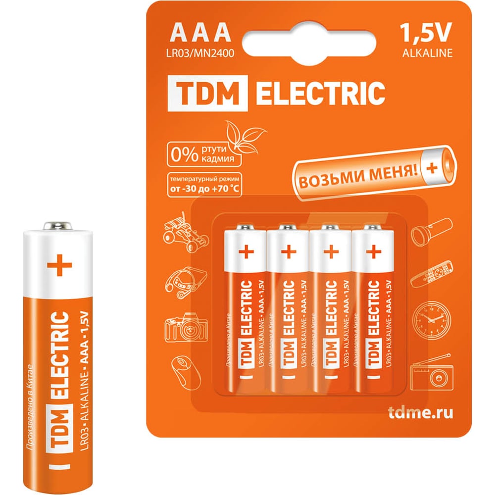 Элемент питания TDM LR03 AAA Alkaline 1,5V BP-4 SQ1702-0006 - выгодная ...