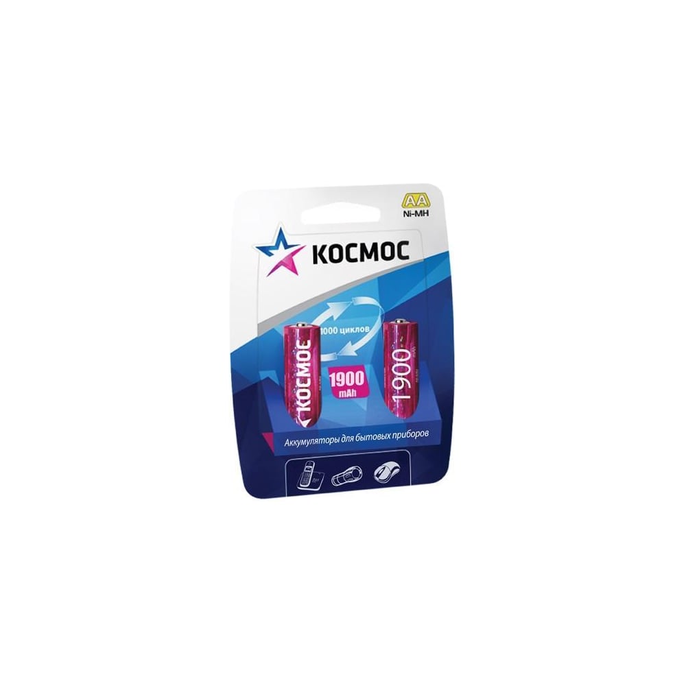 Аккумуляторные батарейки, R6 NI-MN BP-2 КОСМОС KOCR6NIMH (1900MAH ...