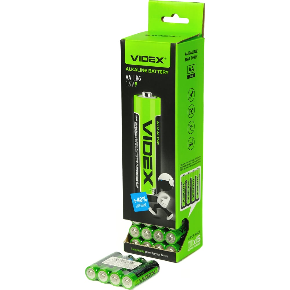 Элементы питания Videx упаковка 60шт lr6/aa 4pcs shrink in tear box VID ...