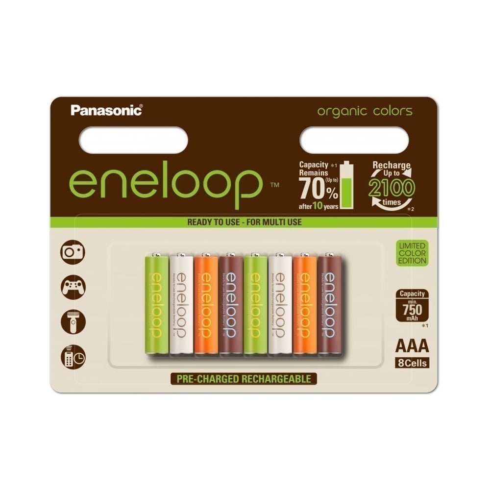 Аккумулятор R03 AAA eneloop Ni-MH 750mAh Colors предзаряженный бл/8 ...