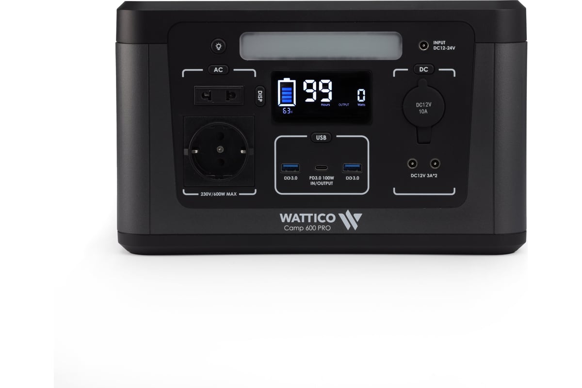 Портативная зарядная станция WATTICO Camp 600 PRO. 600W, 124000mAh 00 ...