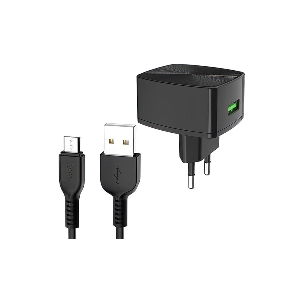 Сзу Hoco c70a cutting-edge 1xusb, 3а, 18w, qc3.0 + usb кабель microusb ...