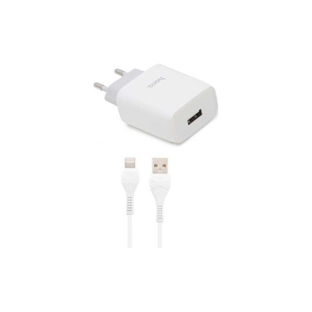 Сзу Hoco c72a glorious 1xusb, 2.1а + usb кабель lightning 8-pin, 1м ...