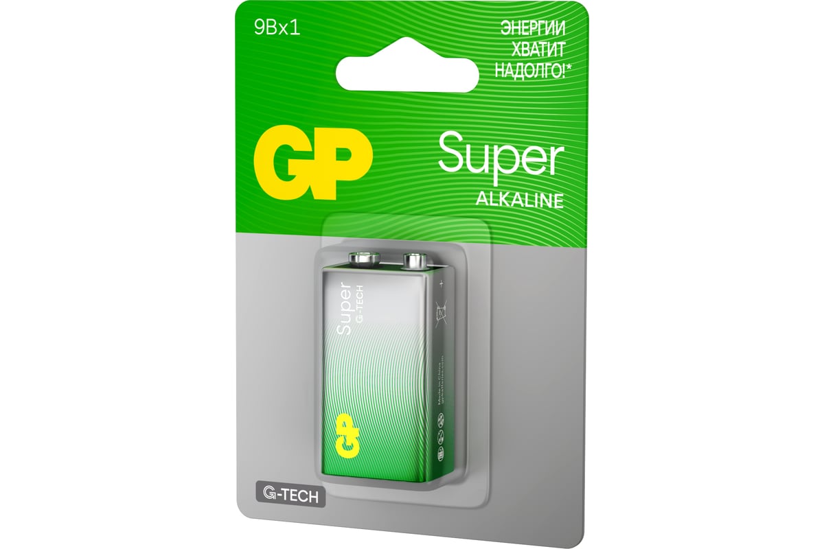 Алкалиновая батарейка GP Super Alkaline 9V Крона 1604A-5CR1 GP 1604A ...