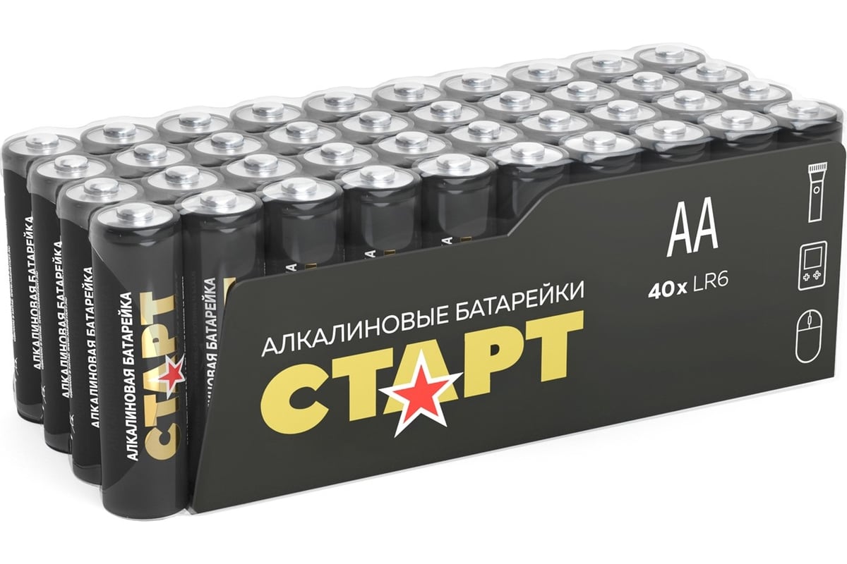 Алкалиновые батарейки СТАРТ lr6-b40 n аа 40шт 19145 - выгодная цена ...