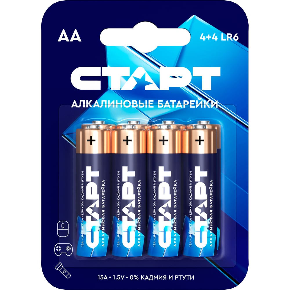 Алкалиновые батарейки СТАРТ lr6-bl8 n аа 8шт 19207 - выгодная цена ...