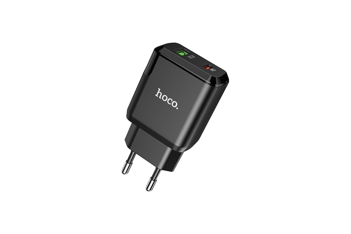 Сетевое зарядное устройство Hoco n5 favor 1xusb, 1xusb-c, pd20w, qc3.0 + usb-c кабель type-c, 1м ...