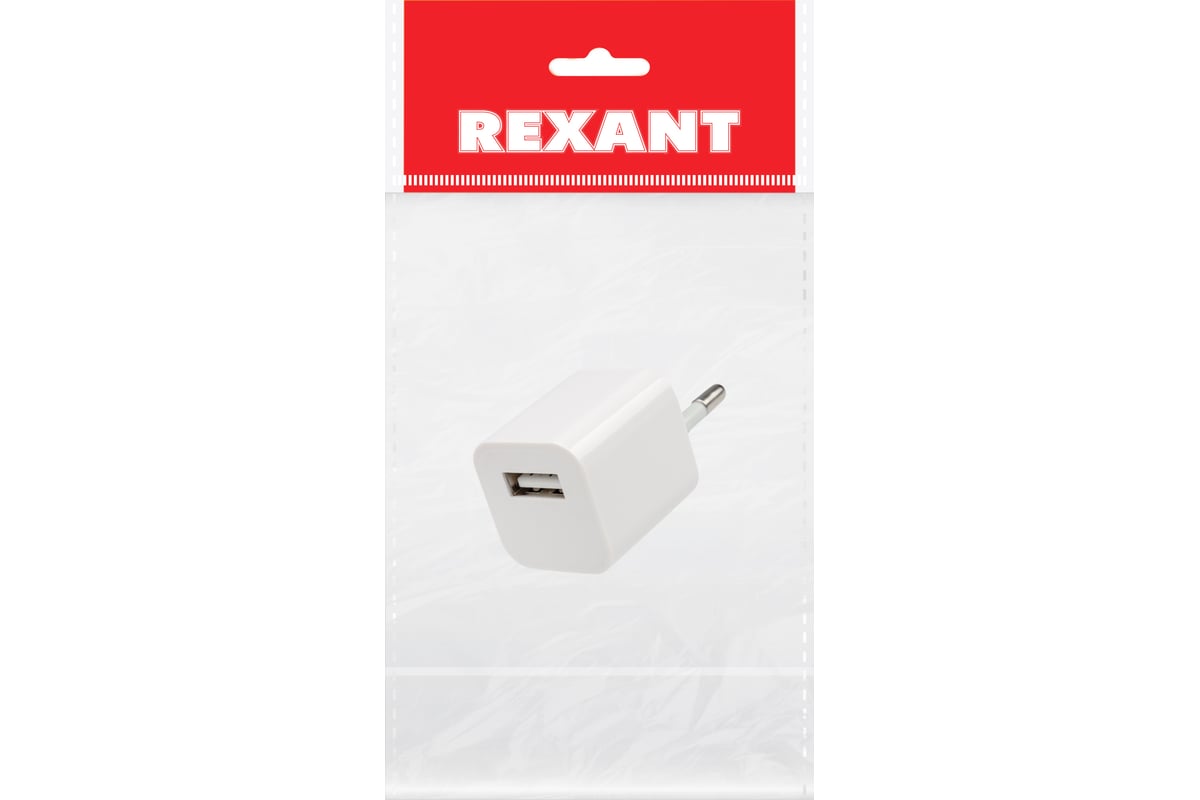 Сетевое зарядное устройство квадрат REXANT USB СЗУ 1000mA белое 18-1914 ...