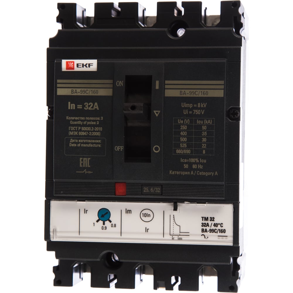 Автоматический трехполюсный выключатель EKF ВА-99C 160/32А 36кА mccb99C-160-32 - выгодная цена ...