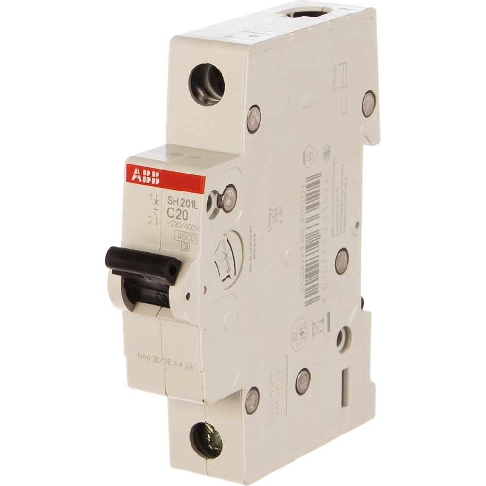 Автоматический однополюсный выключатель ABB 20А С SH201L 4.5кА ...