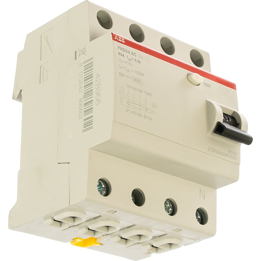 Выключатель дифференциального тока ABB 4 модуля FH204 AC-63/0,1 ...
