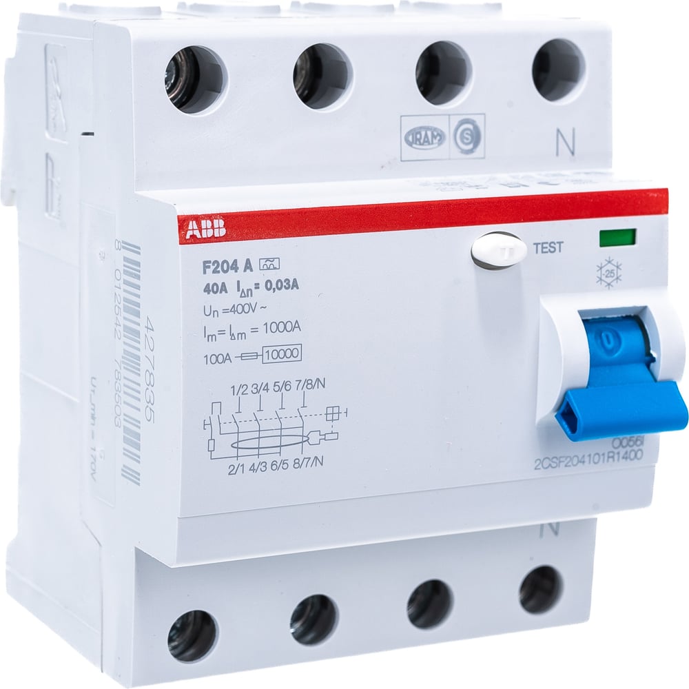 Выключатель дифференциального тока ABB 4 модуля F204 A-40/0.03 ...