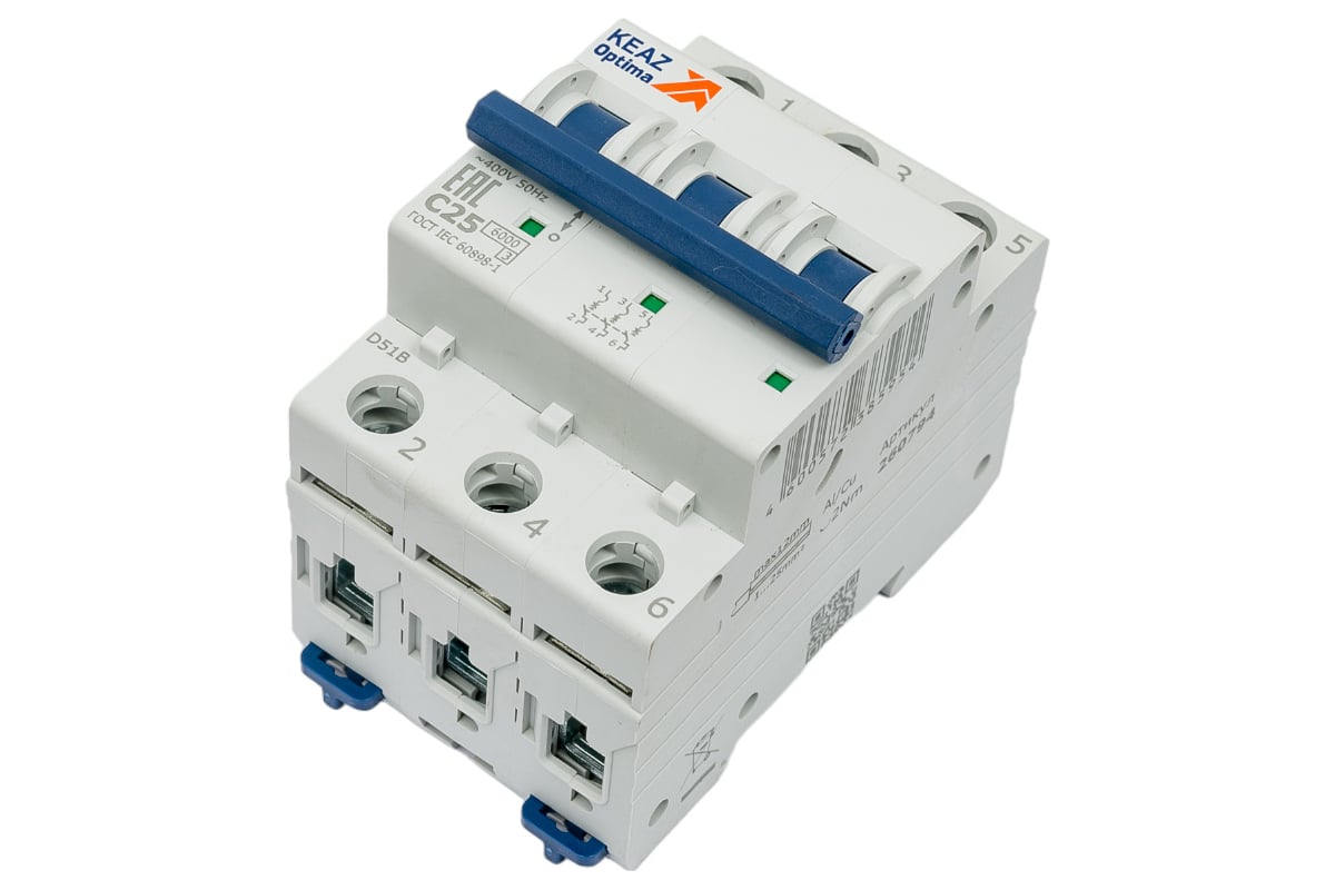 Автоматический модульный выключатель КЭАЗ OptiDin BM63-3C25-УХЛ3 260794 - выгодная цена, отзывы ...