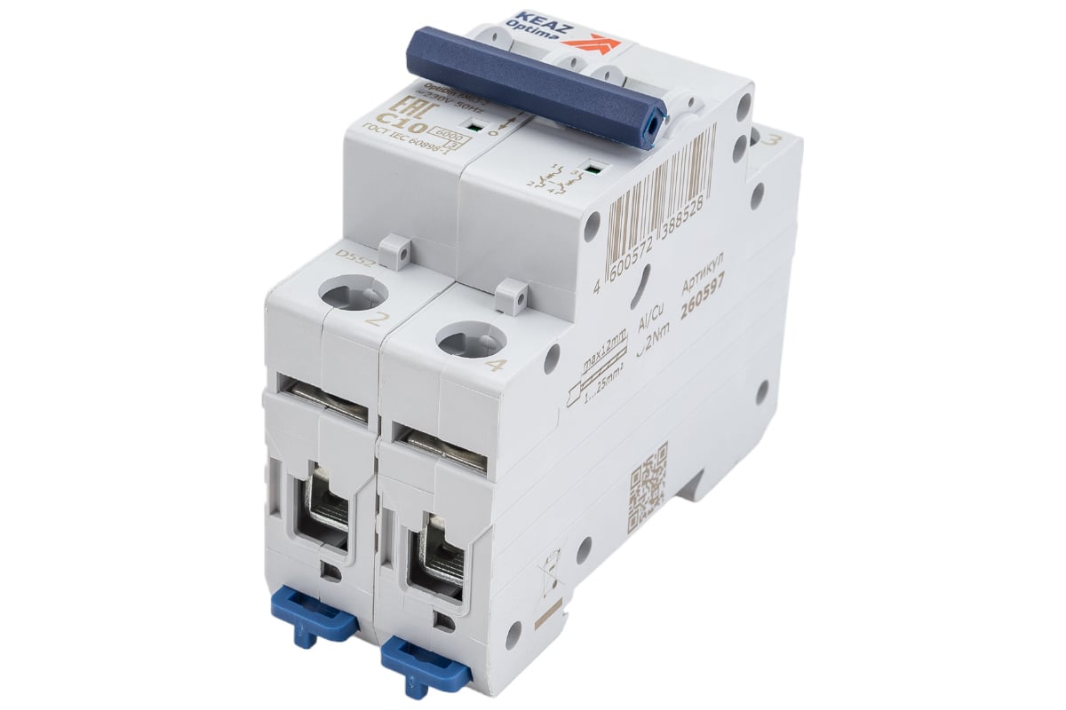 Автоматический модульный выключатель КЭАЗ OptiDin BM63-2C10-УХЛ3 260597 - выгодная цена, отзывы ...