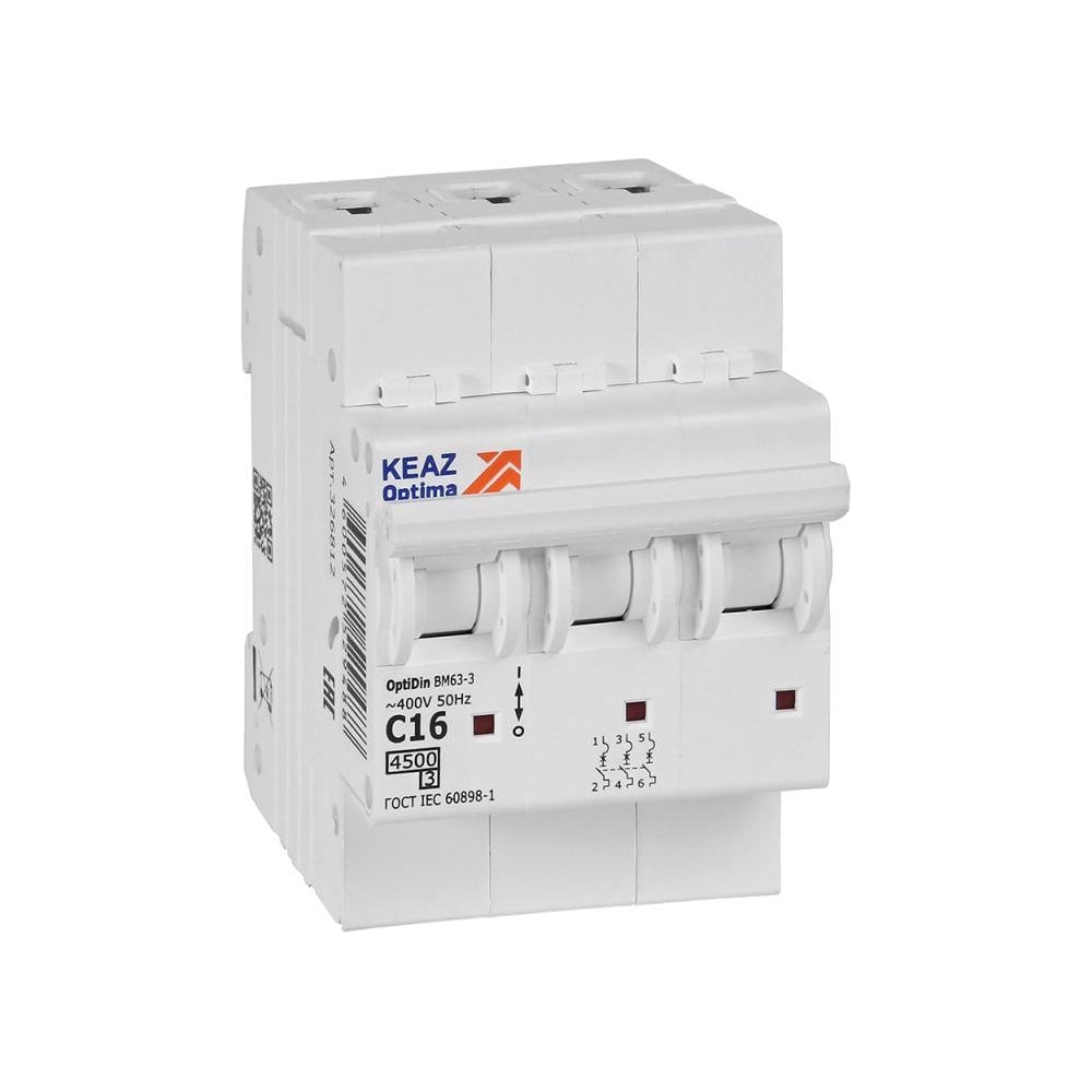 Автоматический модульный выключатель КЭАЗ OptiDin BM63-3C16-4.5-УХЛ3 326812 - выгодная цена ...