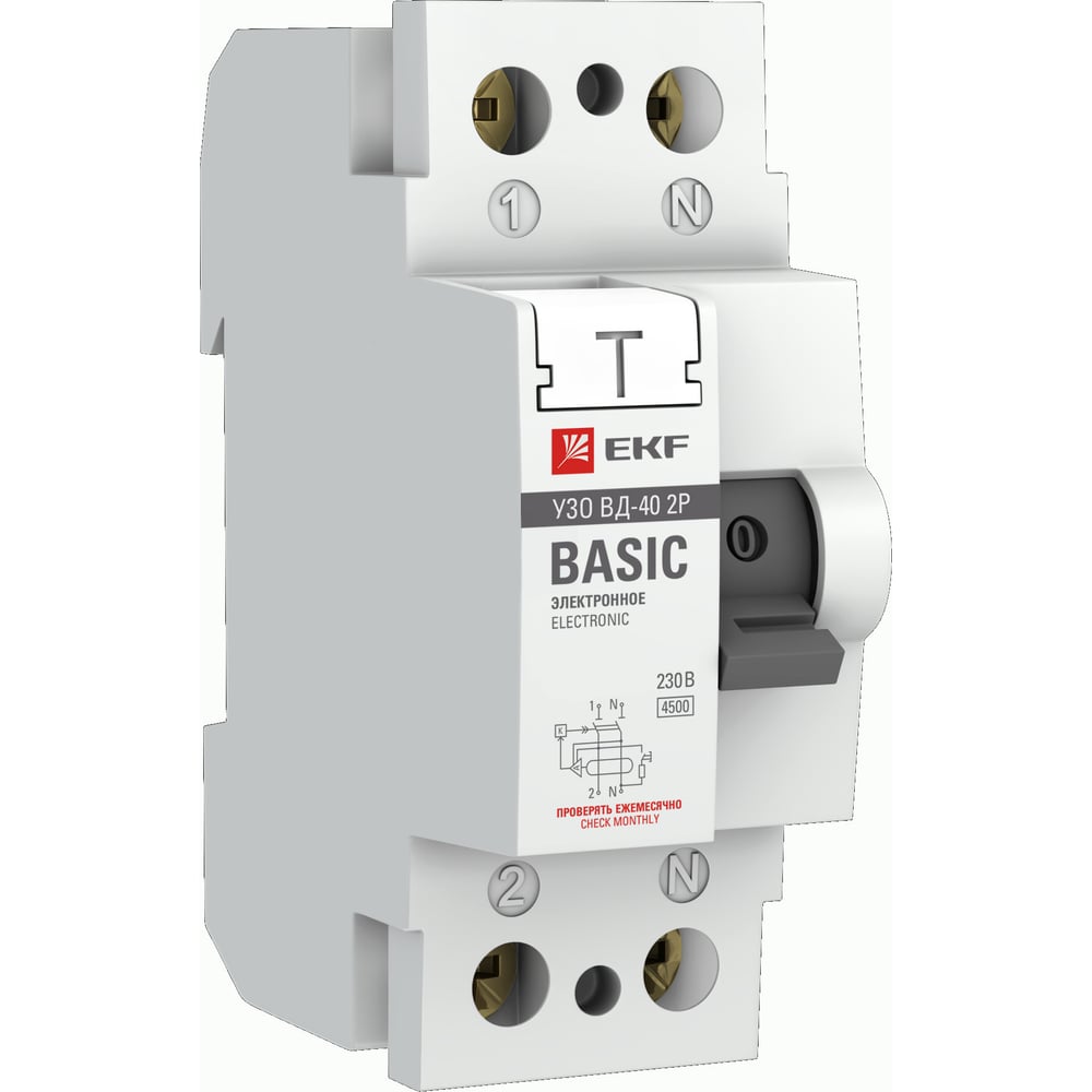 Электронное устройство защитного отключения EKF ВД-40 2P 63А/300мА Basic SQelcb-2-63-300e-sim ...