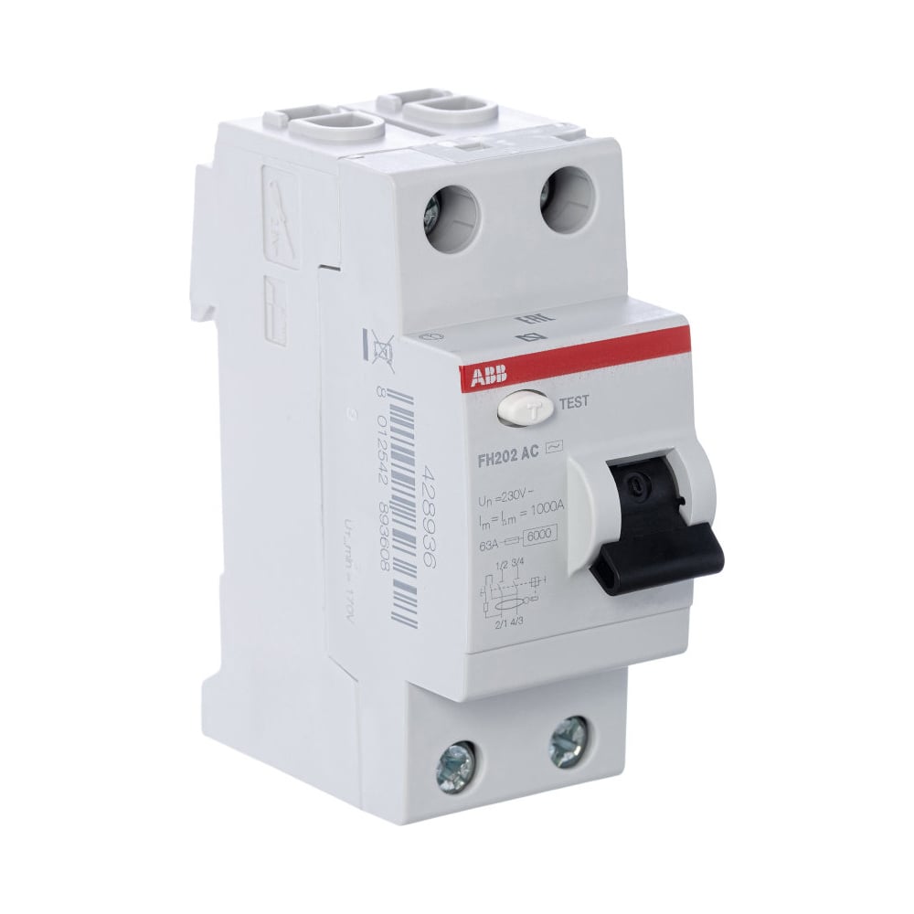 Выключатель дифференциального тока ABB 2 модуля FH202 AC-25/0,03 ...