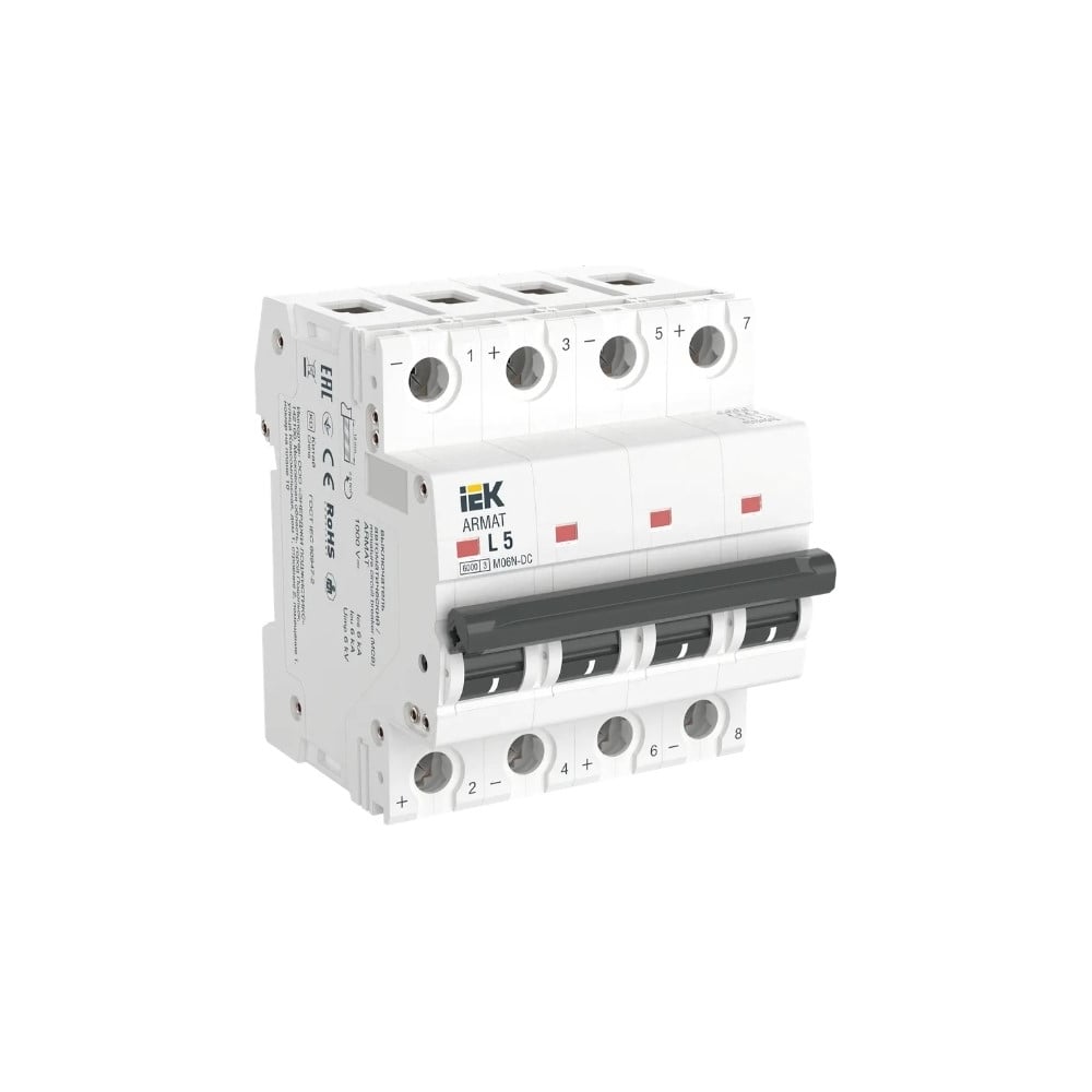 Автоматический выключатель IEK ARMAT M06N-DC 4P L 5А AR-M06N-4-L005DC ...