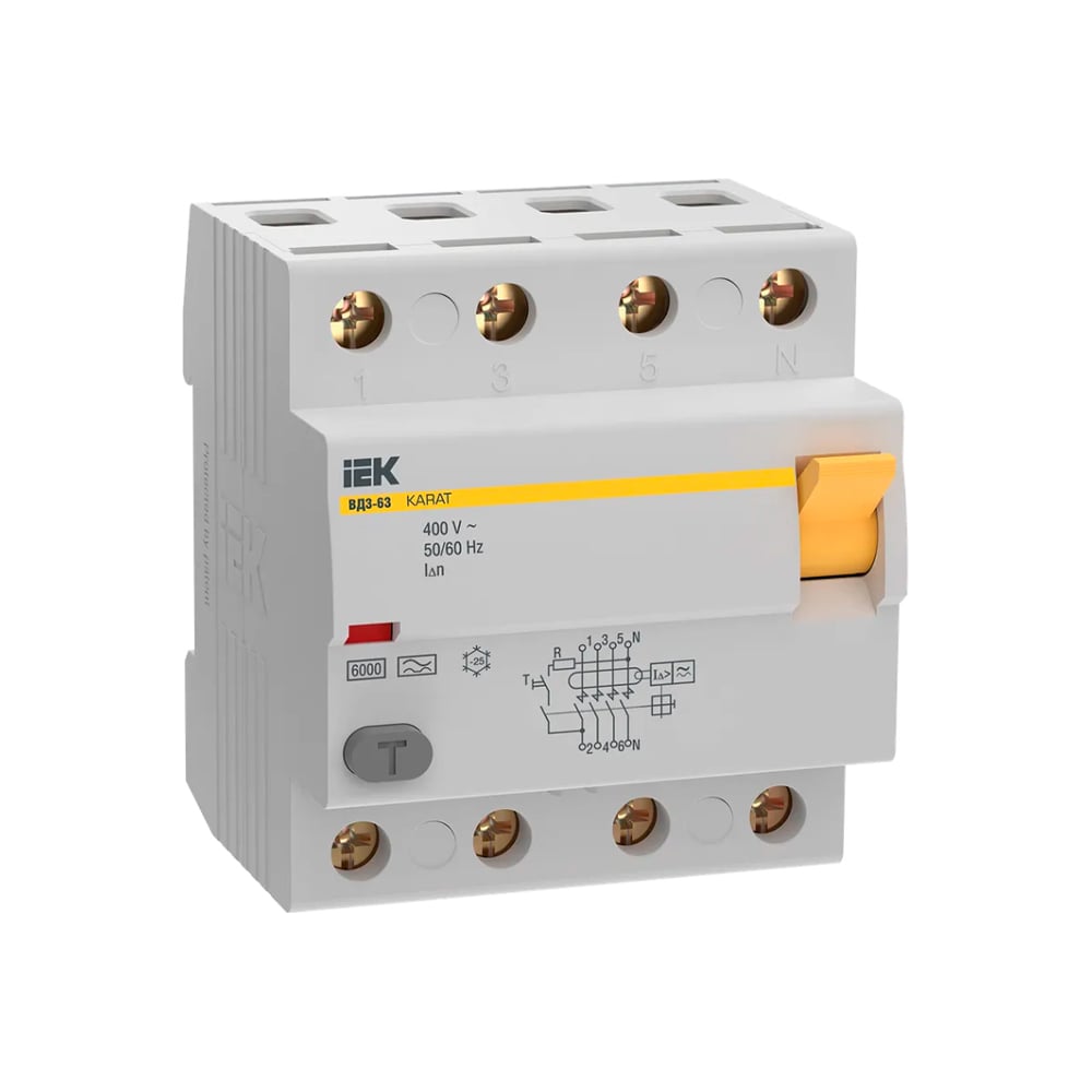 Устройство защитного отключения IEK KARAT ВД3-63 4P, 32А, 30мА, 6кА, тип A MDV21-4-032-030 ...