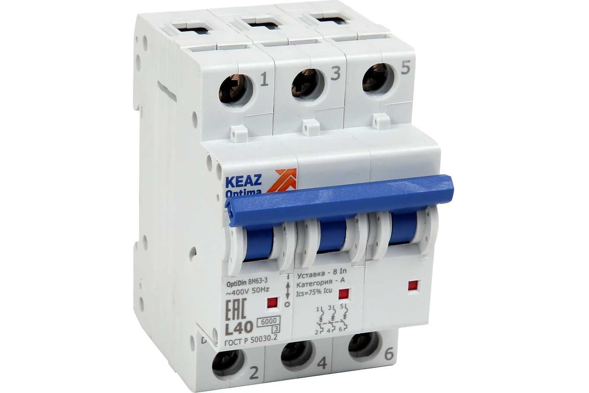 Выключатель автоматический КЭАЗ модульный OptiDin BM63-3K4-УХЛ3 260831 ...