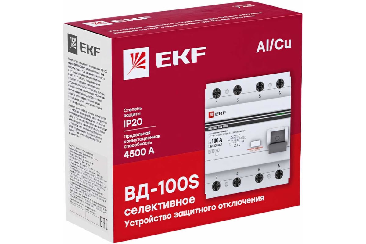 Селективное устройство защитного отключения EKF 4P 40А/300мА PROxima ...