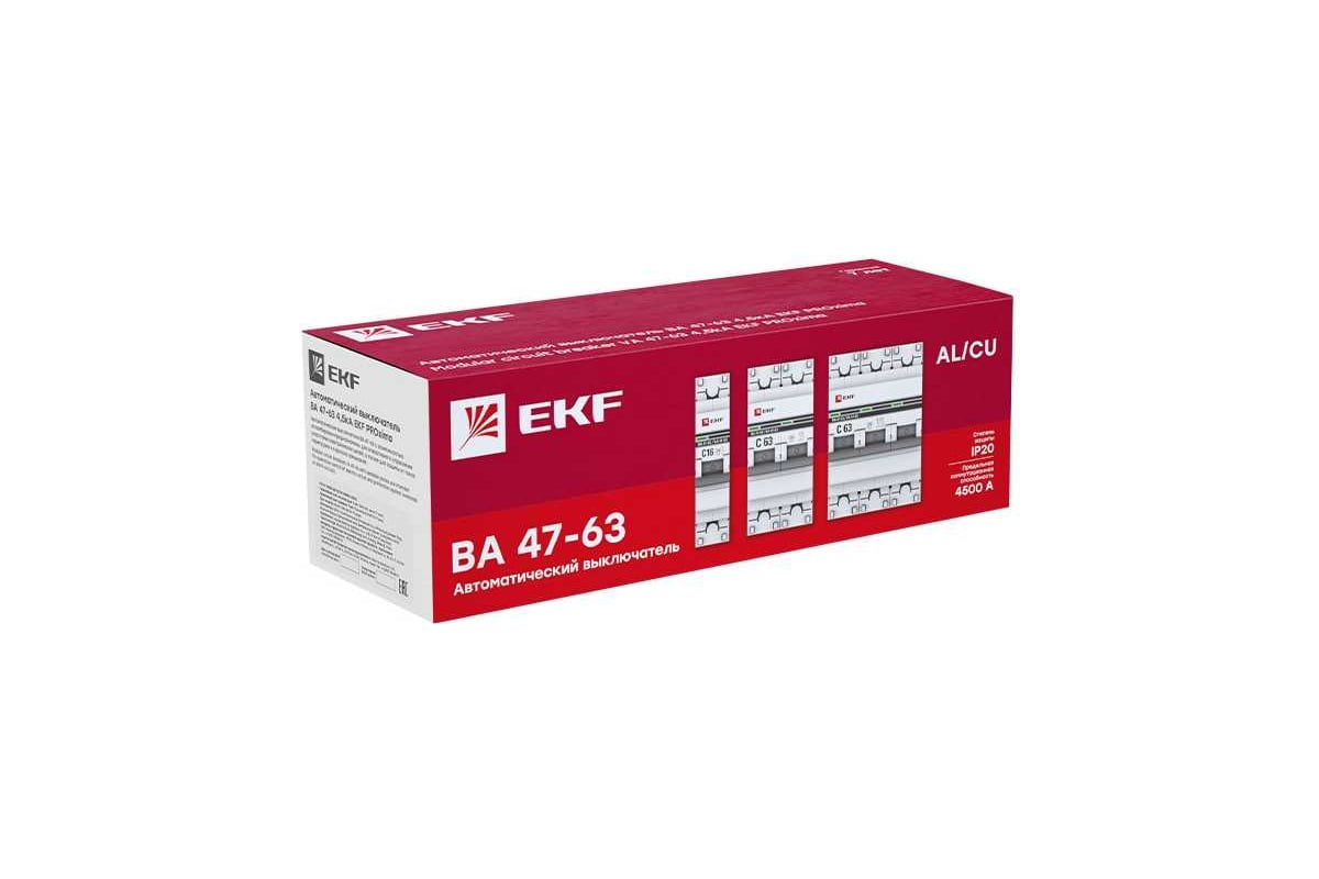 Автоматический выключатель EKF PROxima ВА 47-63, 3P, 4А, 4,5kA mcb4763 ...