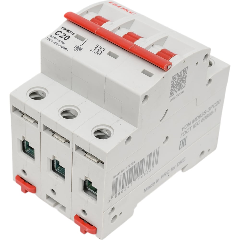 Автоматический модульный выключатель DKC YON max типа MD63S, 4,5кА, 3 полюса, характеристика C ...