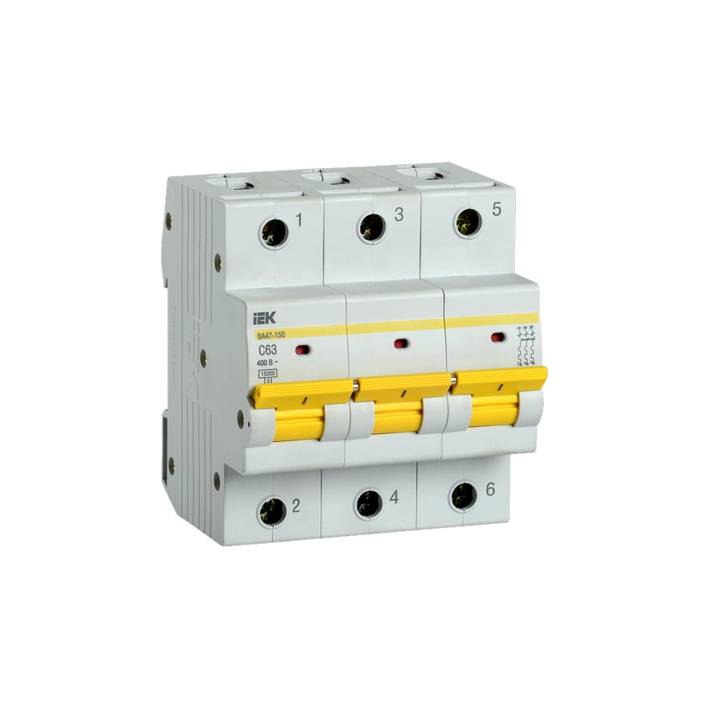 Автоматический выключатель IEK ВА47-150, 3Р, 63А, 15кА, характеристика C MVA50-3-063-C ...