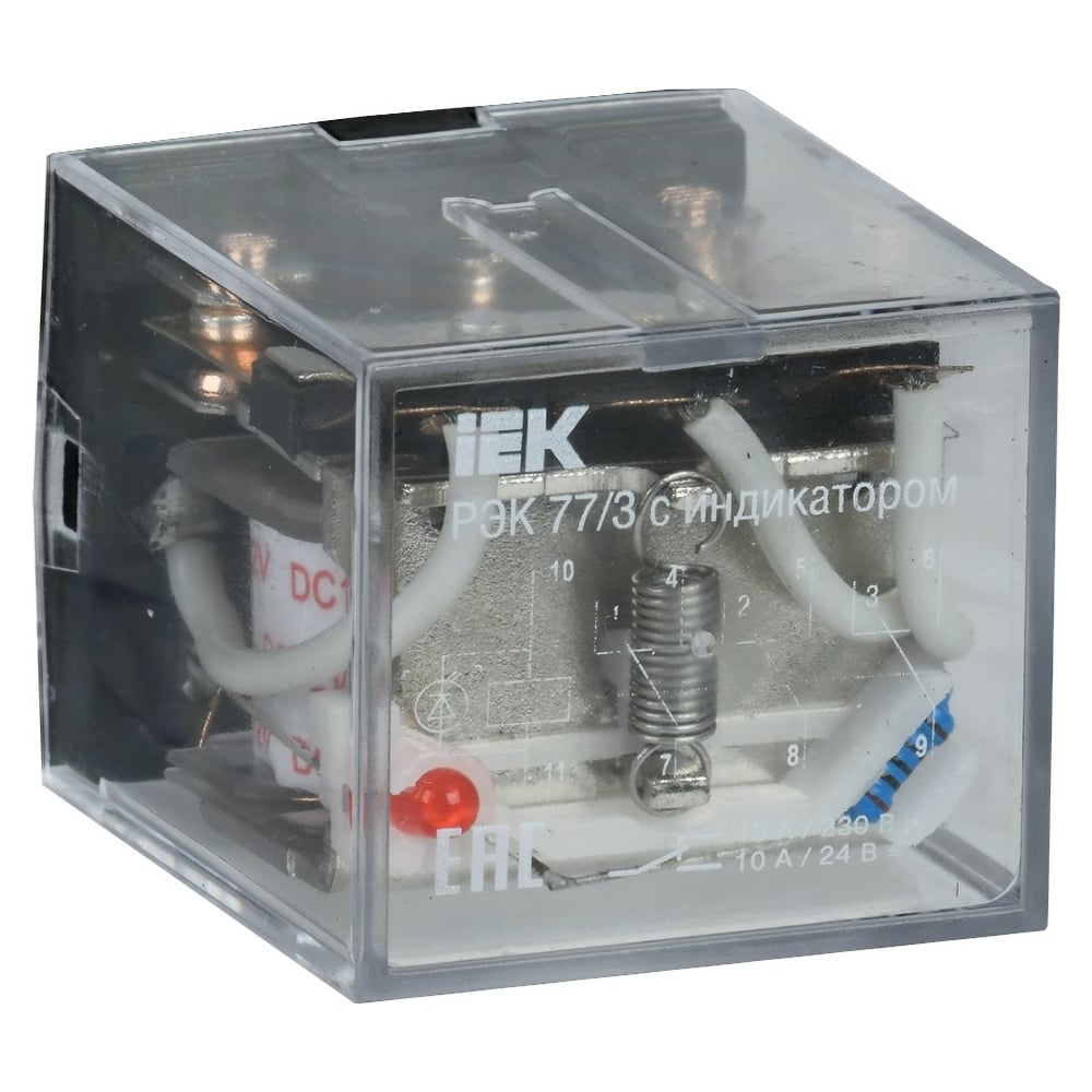 Реле IEK РЭК77/3 LY3 с индикацией 10А 24В АC RRP10-3-10-024A-LED ...