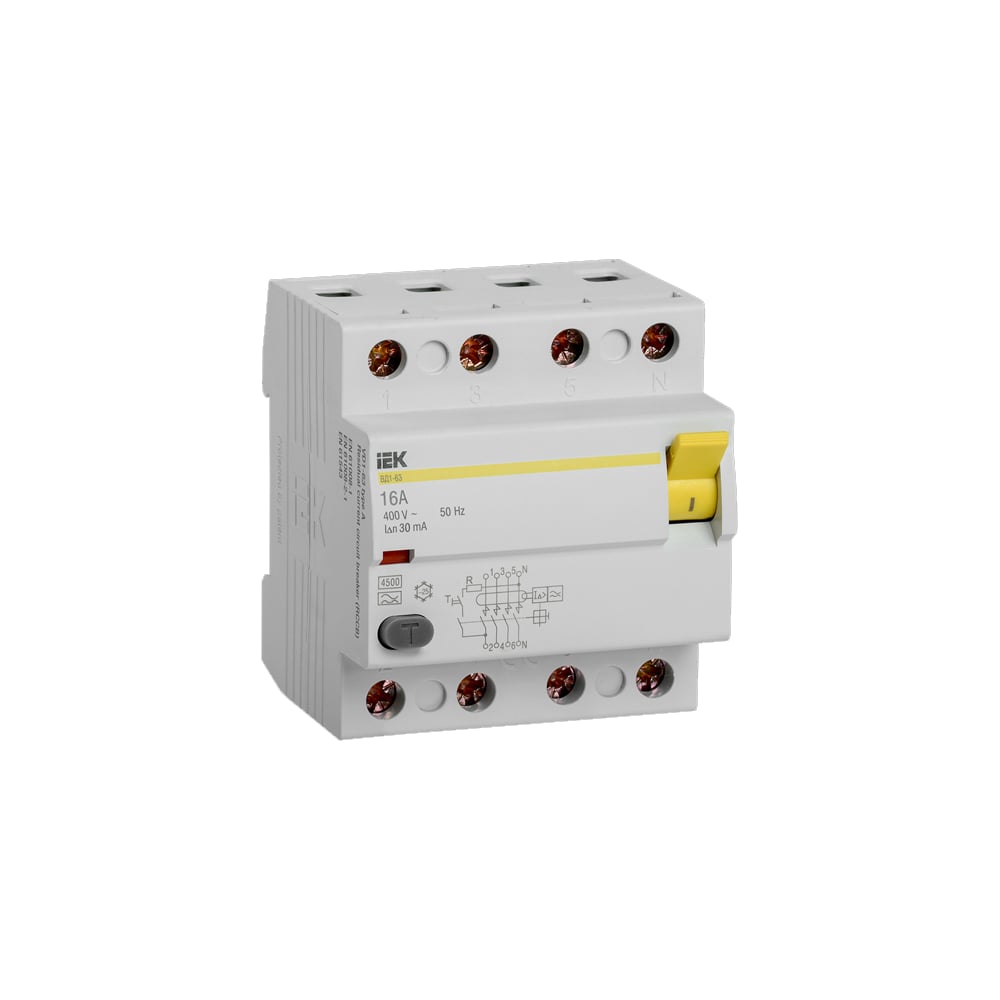 Устройство защитного отключения IEK ВД1-63 УЗО, 4Р, 16А, 30мА, тип А MDV11-4-016-030 - выгодная ...