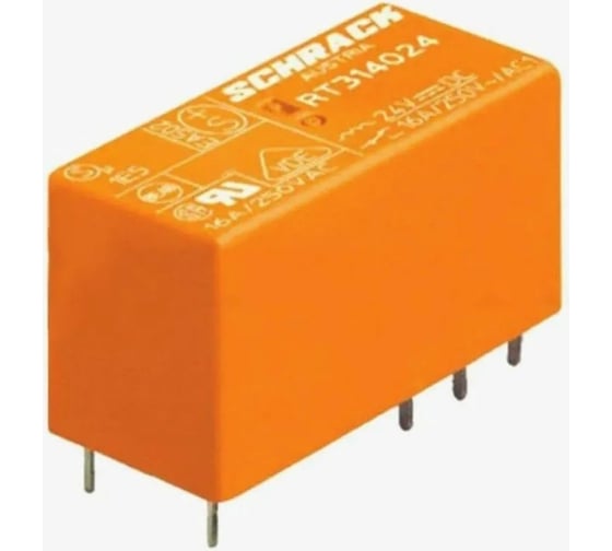Реле силовое Schrack Technik PCB 1 перекл. конт, 16A, 24V DC, 5mm ...