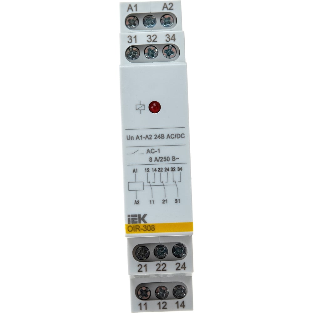 Промежуточное реле IEK OIR 3 контакта 8А, 24В, AC/DC OIR-308-ACDC24V ...