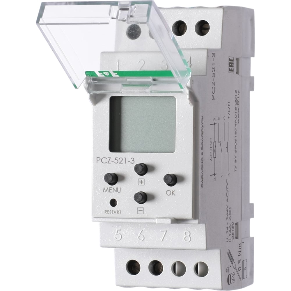 Реле времени Евроавтоматика F&F PCZ-521-3 одноканальное, 250 пар вкл./выкл., суточный и ...