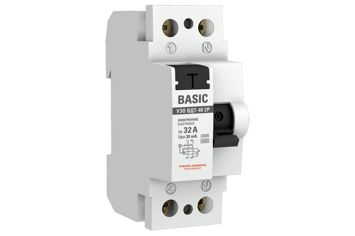 Устройство защитного отключения EKF УЗО 2P 32А/30мА (электронное) Basic ...