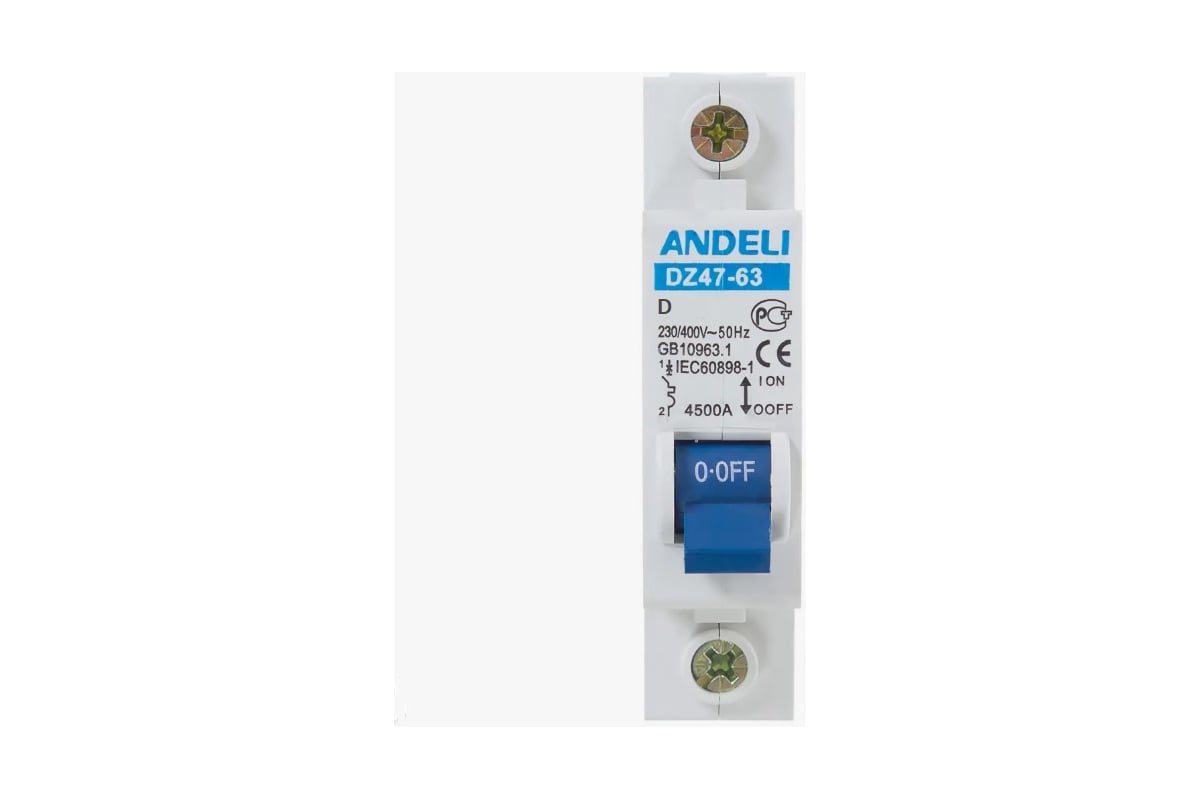Автоматический выключатель ANDELI DZ47-63/1P 50A 4.5kA тип D ADL01-125 - выгодная цена, отзывы ...
