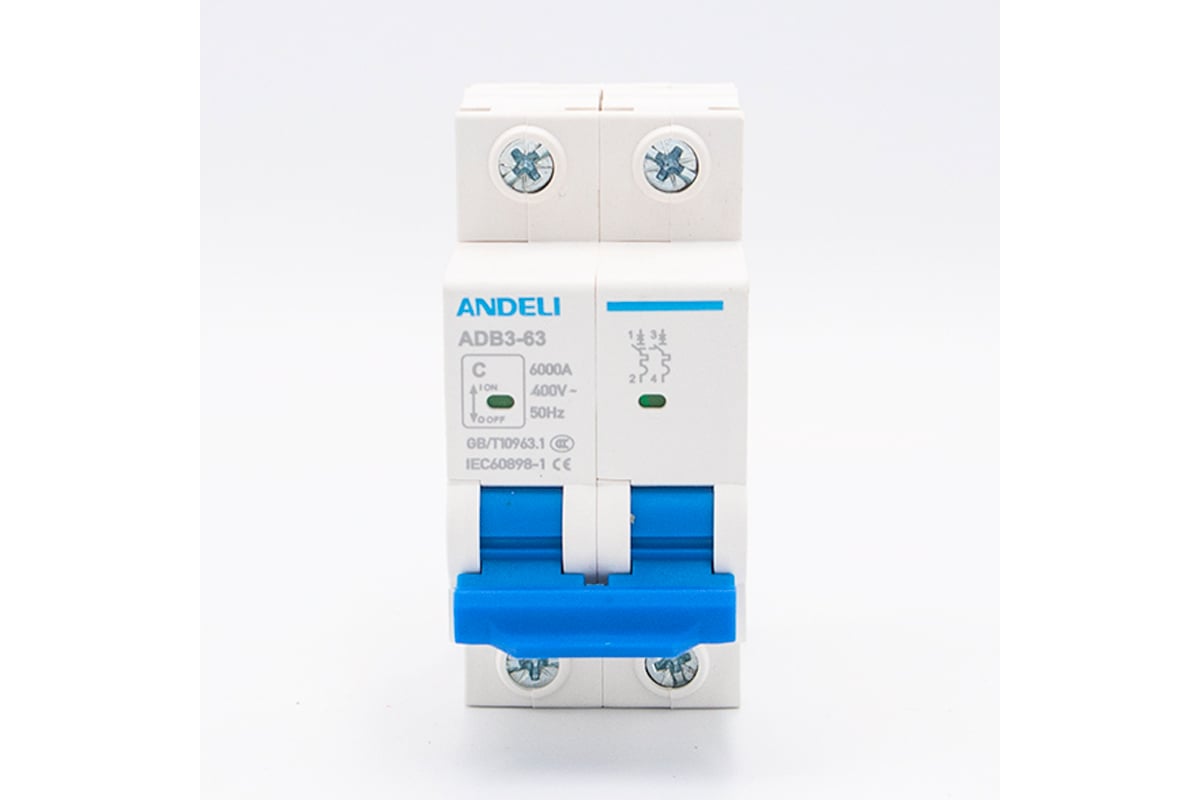 Автоматический выключатель ANDELI ADB3-63/2P, 40A, 6KA, тип B ADL01-848 ...