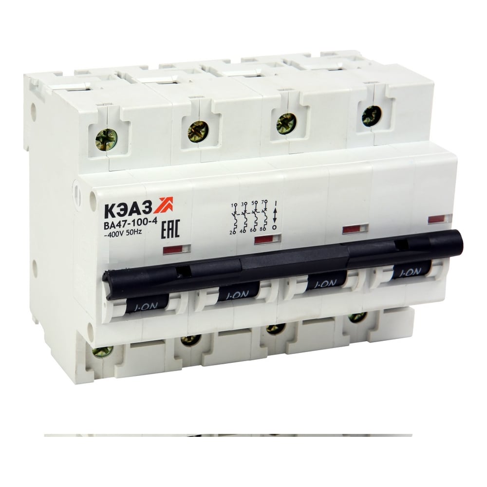 Выключатель автоматический модульный КЭАЗ ВА47-100-4C16-УХЛ3 (10кА)-КЭАЗ 3 шт 318156 - выгодная ...