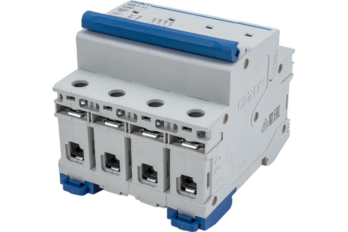 Автоматический выключатель CHINT NB1-63, 4P, 50A, 6кА, характеристика C ...