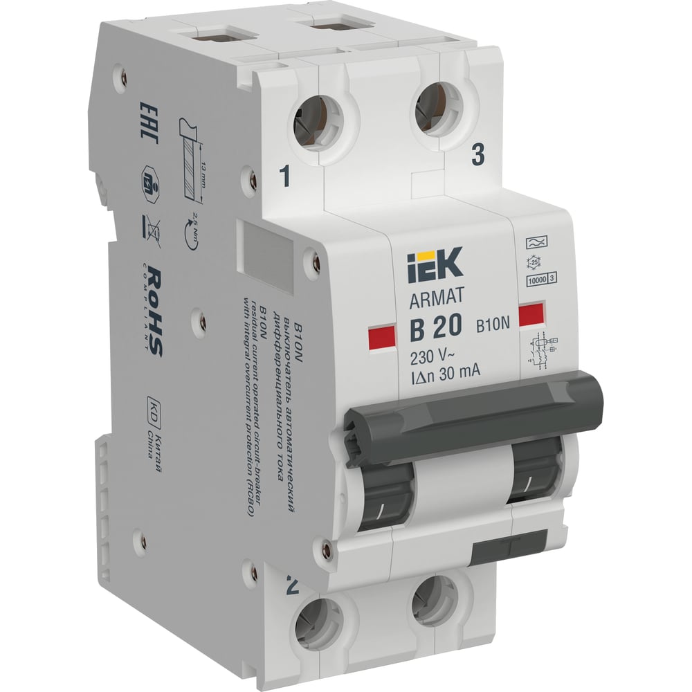 ARMAT АВДТ B10N 2P B20 30мА тип A IEK AR-B10N-2-B020A030 - выгодная цена, отзывы, характеристики ...
