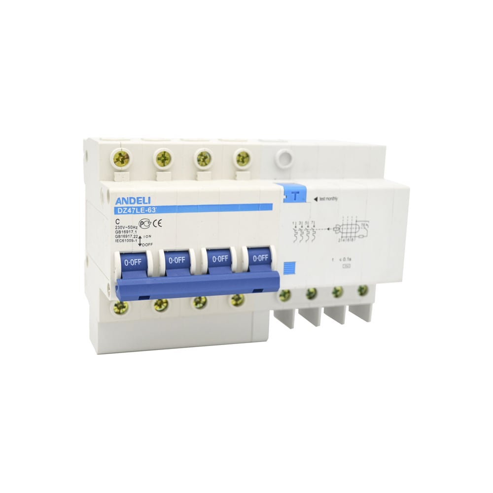 Дифференциальный автомат ANDELI DZ47LE-32 4P, 25A, 30mA, тип AC, характеристика С ADL02-012 ...