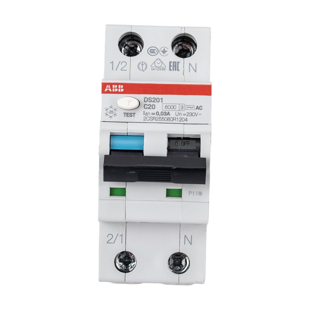Автоматический выключатель дифференциального тока ABB DS201 C20 AC30 2CSR255080R1204 - выгодная ...