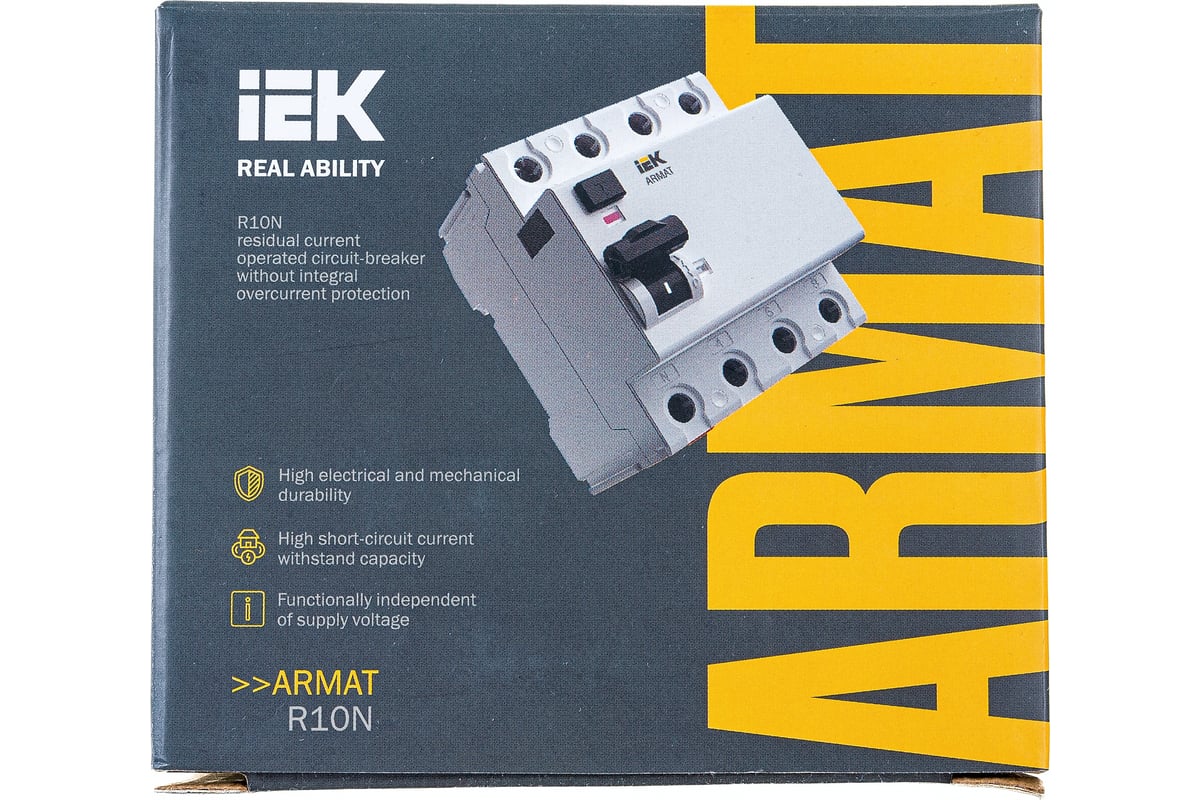 Выключатель дифференциального тока IEK ARMAT R10N 4P 40А 300мА тип AC AR-R10N-4-040C300 ...
