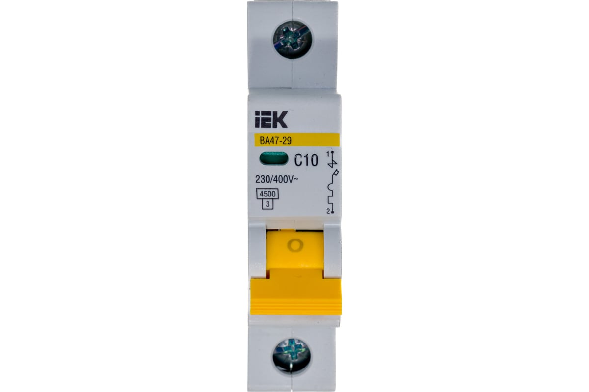 Автоматический выключатель IEK, 10А, ВА47-29 1п, "С" 4.5кА MVA20-1-010-C - выгодная цена, отзывы ...