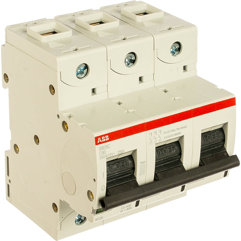 Автоматический модульный выключатель ABB 3п С S803C 25кА 80А 2CCS883001R0804 - выгодная цена ...