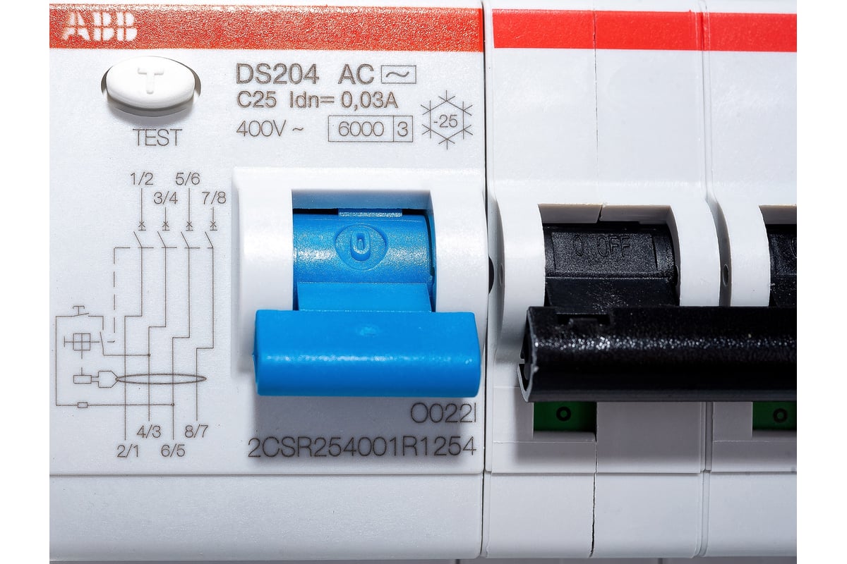 Автоматический выключатель дифференциального тока ABB 4п C 30mA AC 6kA ...