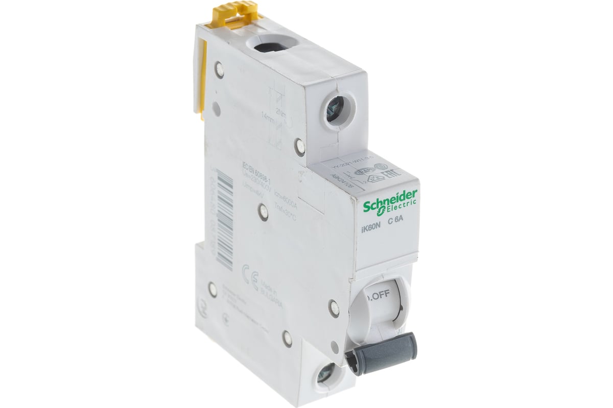 Автоматический модульный выключатель Systeme Electric 1п C 6А iK60 Acti9 6кА SchE A9K24106 ...