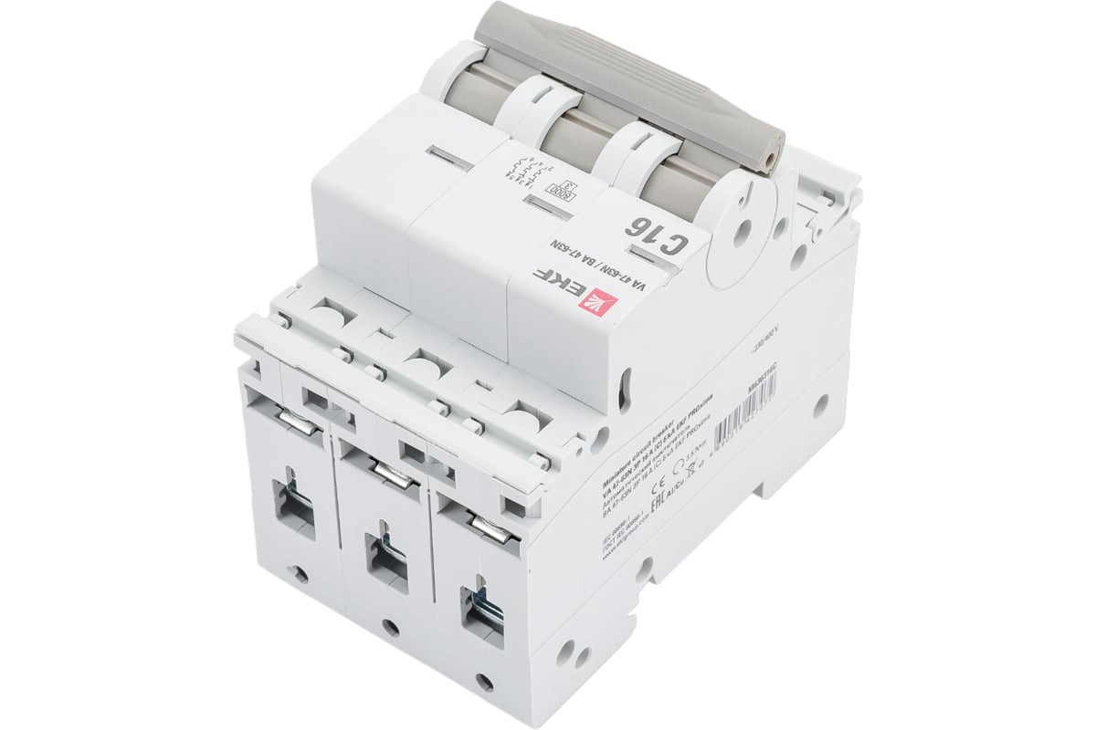 Автоматический выключатель EKF 3P 16А (C) 6кА ВА 47-63N PROxima ...