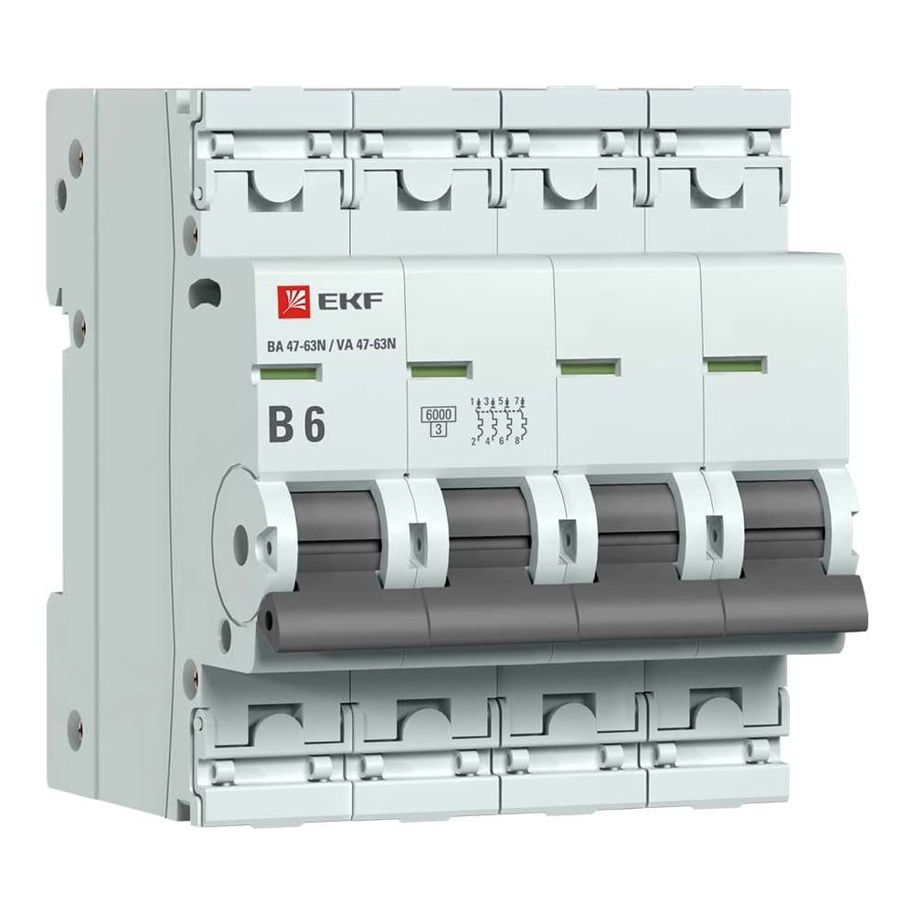 Автоматический выключатель EKF 4P 6А (B) 6кА ВА 47-63N PROxima M636406B ...