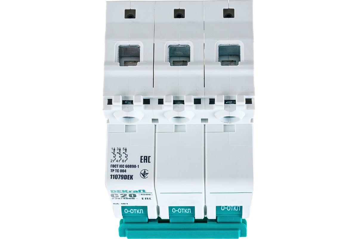 Автоматический выключатель DEKraft ВА101-3P-020A-C 11079DEK 121920 ...