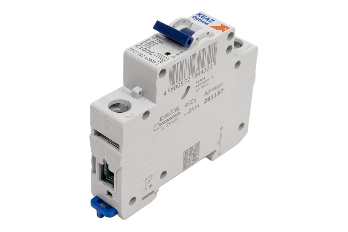 Автоматический модульный выключатель КЭАЗ 1п C 10А OptiDin BM63-1C10-DC-УХЛ3 261157 - выгодная ...